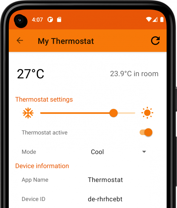 Smart Thermostat App Demo - Nabto